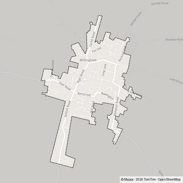 Map Willingham: map of Willingham, South Cambridgeshire CB24 5 and ...