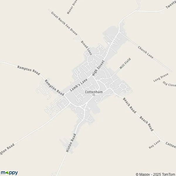 Map Cottenham: map of Cottenham, South Cambridgeshire CB24 8 and ...