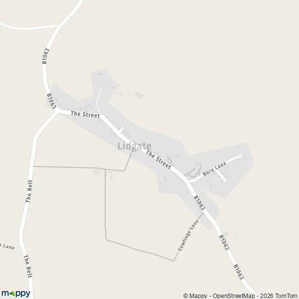 Map Lidgate: map of Lidgate, Saint Edmundsbury CB8 9 and practical ...