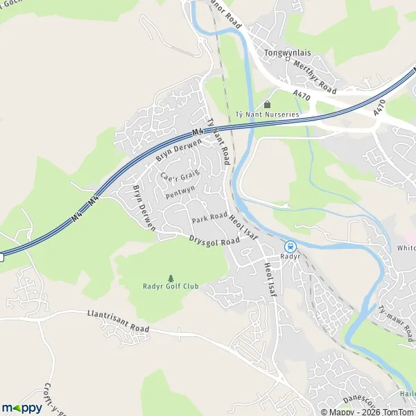 Map Radyr: map of Radyr (Railway Station), Cardiff CF10 1-CF99 1 and ...