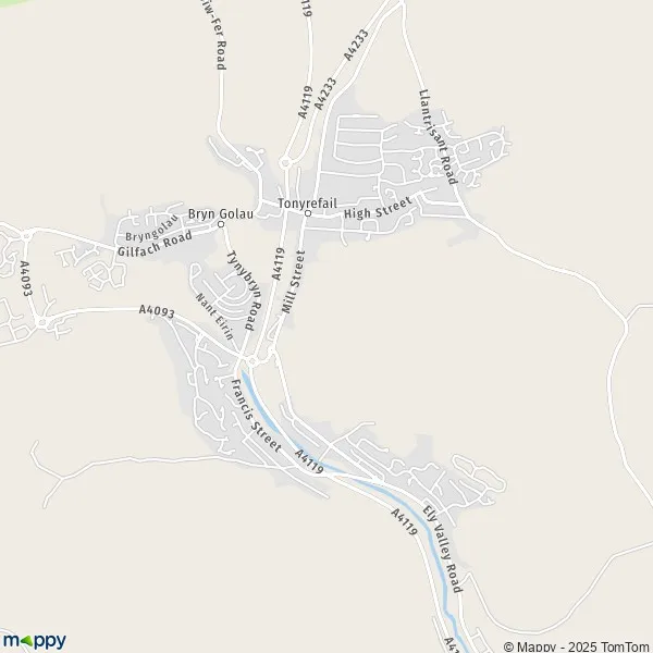 Map Tonyrefail: map of Tonyrefail, Rhondda Cynon Taff CF39 8 and ...
