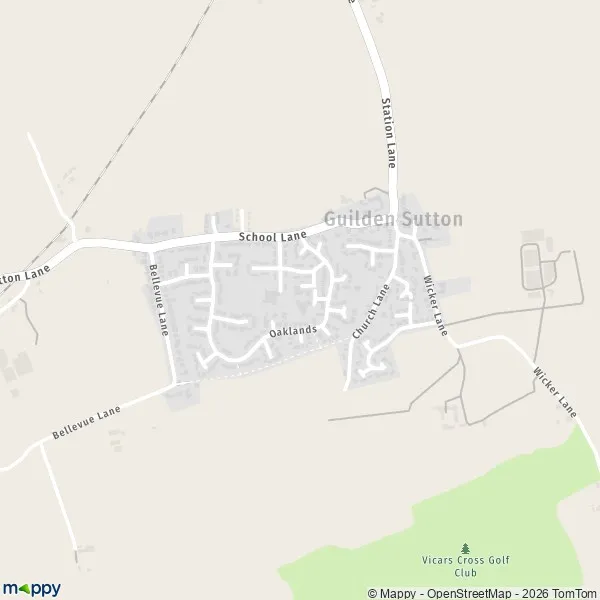 Map Guilden Sutton: map of Guilden Sutton, Cheshire West and Chester ...