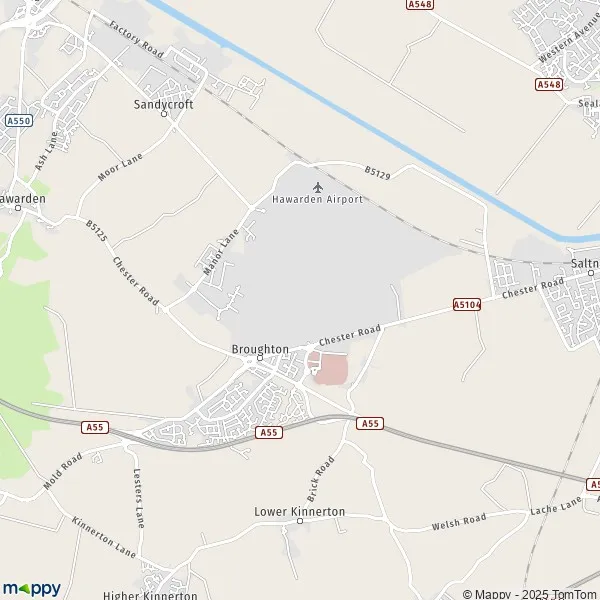 Map Broughton: map of Broughton, Flintshire CH4 0 and practical information
