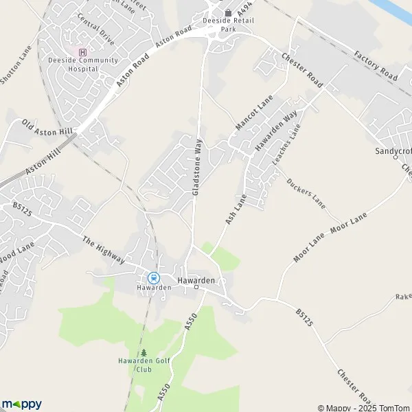 Map Hawarden: map of Hawarden, Flintshire CH5 3 and practical information