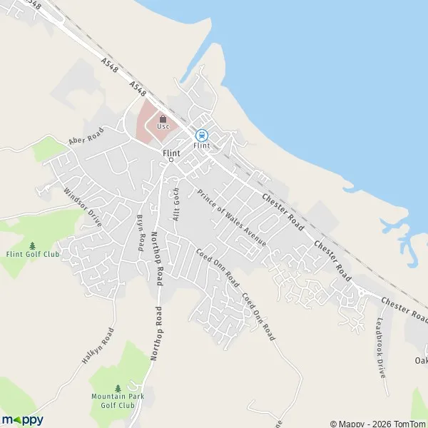 Map Flint: map of Flint, Flintshire CH6 5 and practical information