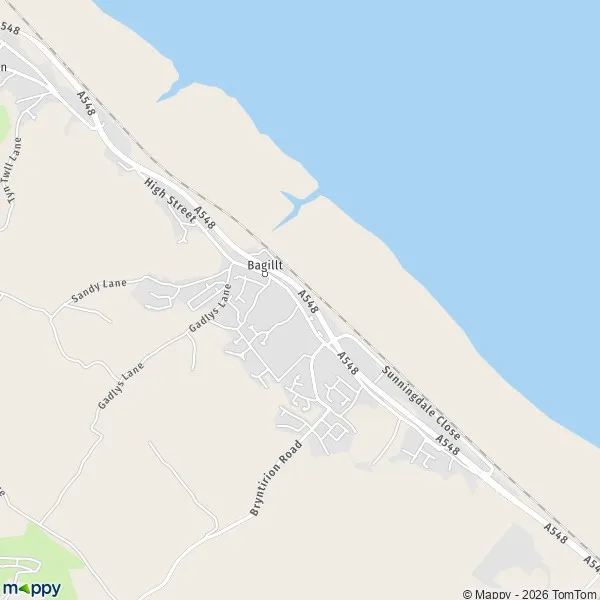 Map Bagillt: map of Bagillt, Flintshire CH6 6 and practical information