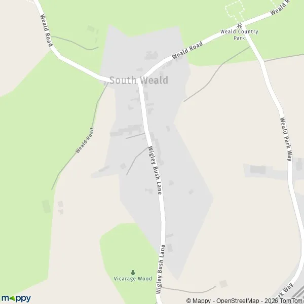 Map South Weald: map of South Weald, Brentwood CM14 5 and practical ...