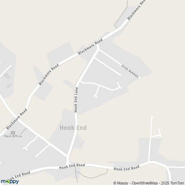 Map Hook End: map of Hook End, Brentwood CM15 0 and practical information