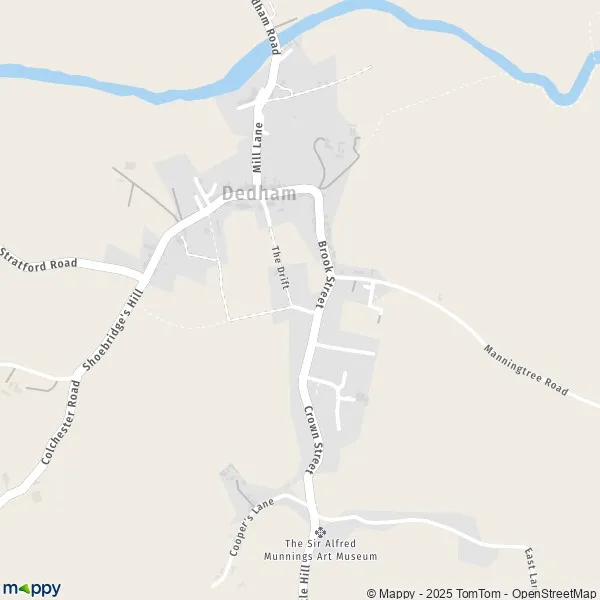 Map Dedham: map of Dedham, Colchester CO7 6 and practical information