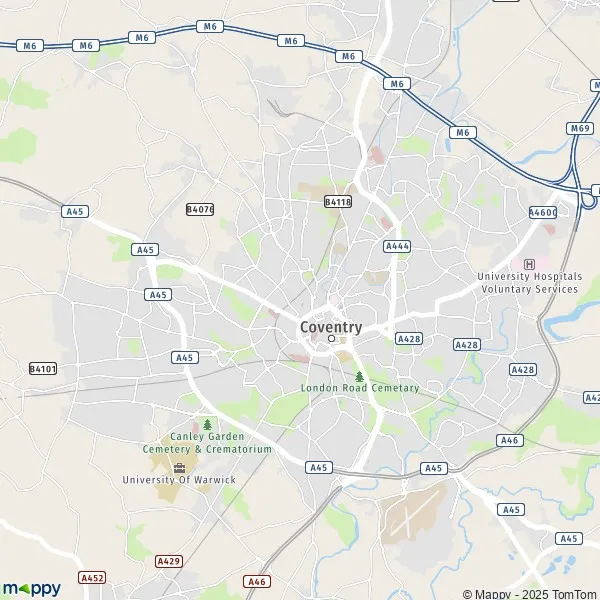 Map Coventry: map of Coventry (CV1 1) and practical information