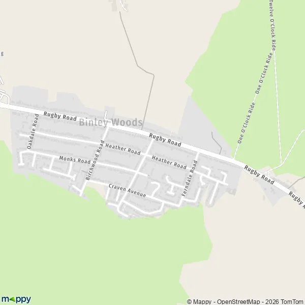 Map Binley Woods: map of Binley Woods, Rugby CV3 2 and practical ...