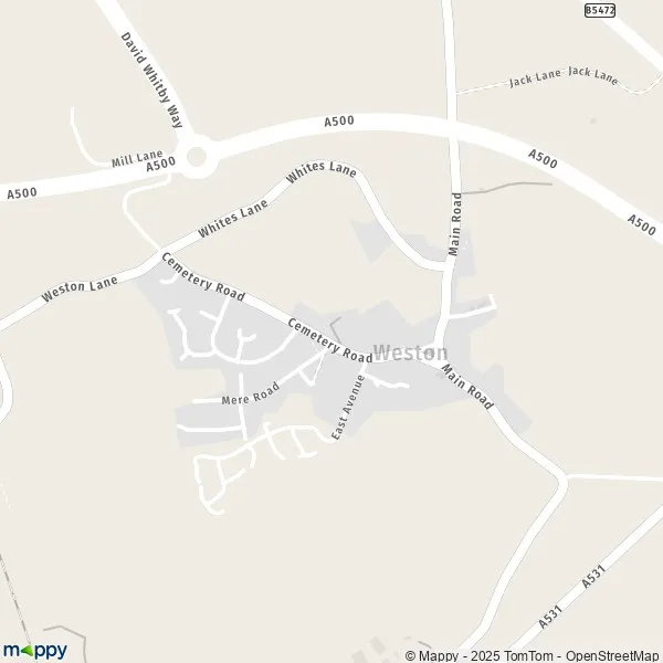 Map Weston: map of Weston, Cheshire East CW2 5 and practical information