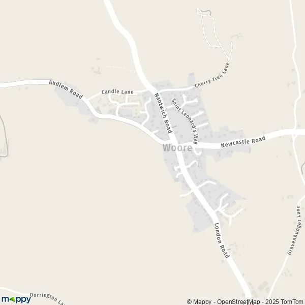 Map Woore: map of Woore, Shropshire CW3 9 and practical information