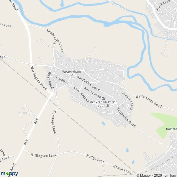 Map Weaverham: map of Weaverham, Cheshire West and Chester CW8 3 and ...