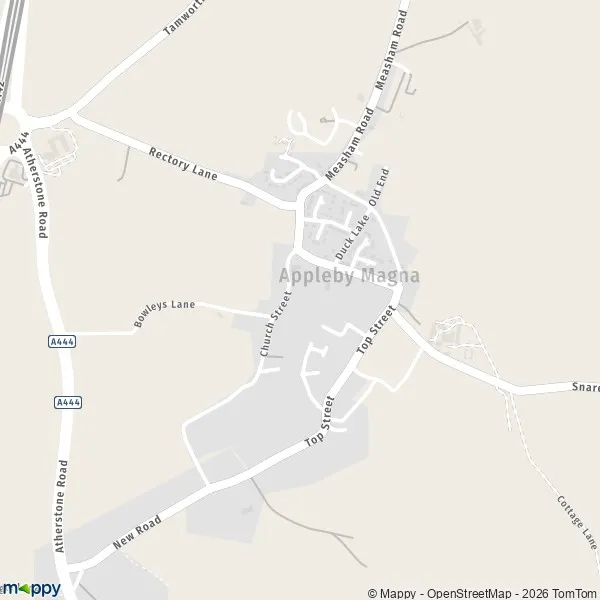 Map Appleby Magna: map of Appleby Magna, North West Leicestershire DE12 ...