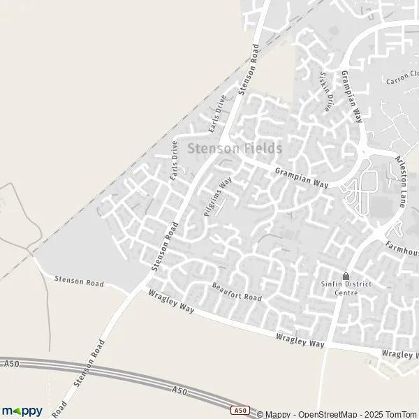 Map Stenson Fields: map of Stenson Fields, South Derbyshire DE24 3 and ...