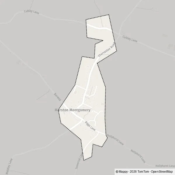 Map Marston Montgomery: map of Marston Montgomery, Derbyshire Dales DE6 ...