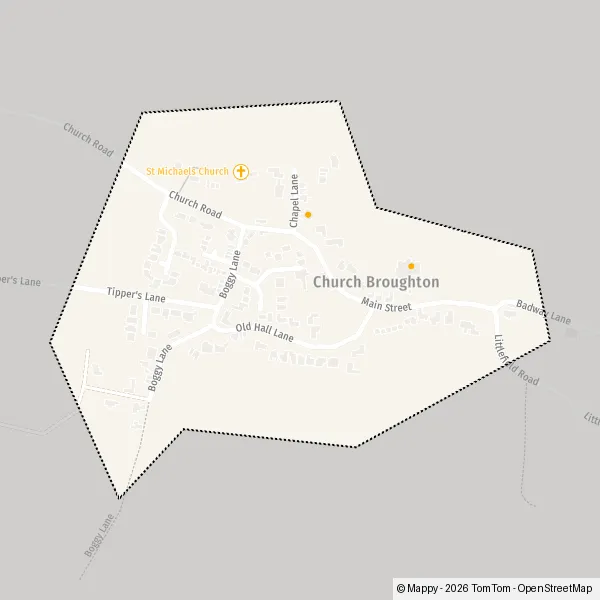 Map Church Broughton: map of Church Broughton, South Derbyshire DE65 5 ...