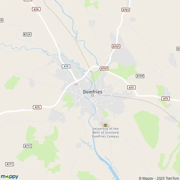 Map Dumfries: map of Dumfries, Dumfries and Galloway DG1 2 and ...