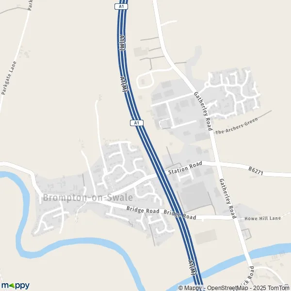 Map Brompton-on-Swale: map of Brompton-on-Swale, Hambleton DL10 7 and ...