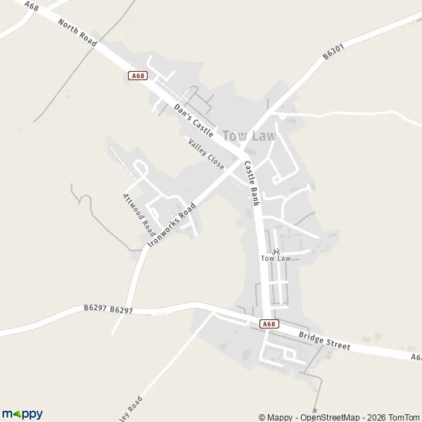 Map Tow Law: map of Tow Law, Durham DL13 4 and practical information