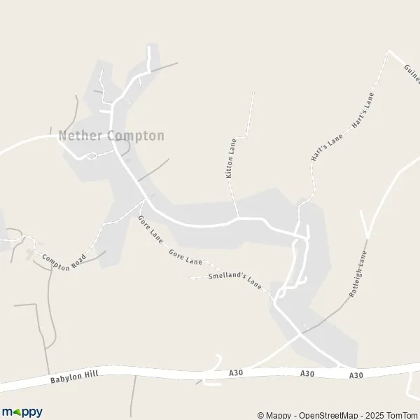 Map Nether Compton: map of Nether Compton, Dorset DT9 4 and practical ...