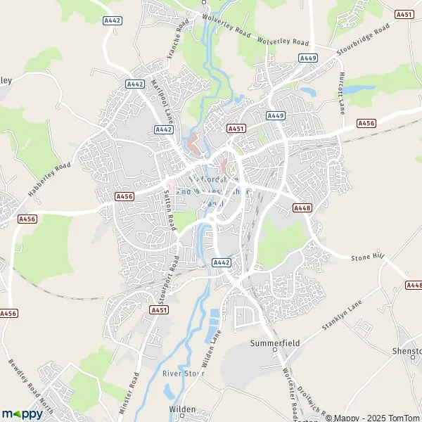 Map Kidderminster: map of Kidderminster (DY10 1) and useful information