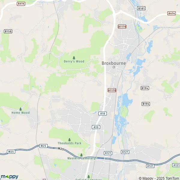 Map Broxbourne: map of Broxbourne (EN10 6) and practical information