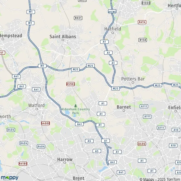 Map Hertsmere: map of Hertsmere (EN6) and practical information
