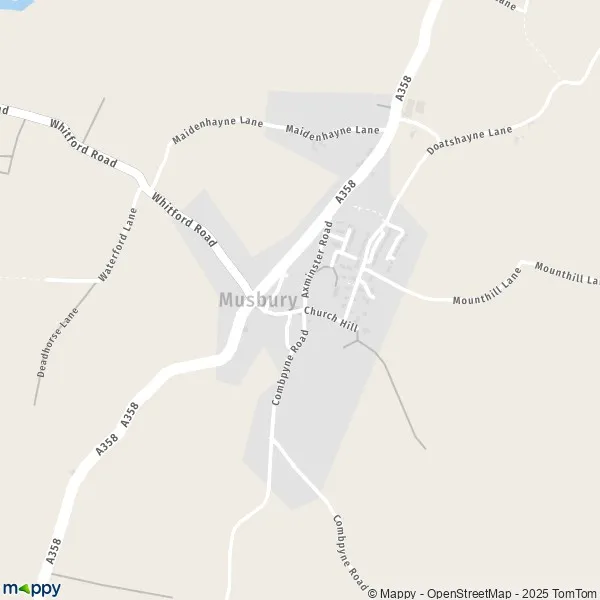 Map Musbury: map of Musbury, East Devon EX13 8 and practical information