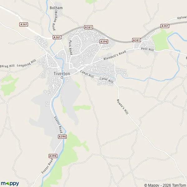 Map Tiverton: map of Tiverton, Mid Devon EX16 5 and practical information