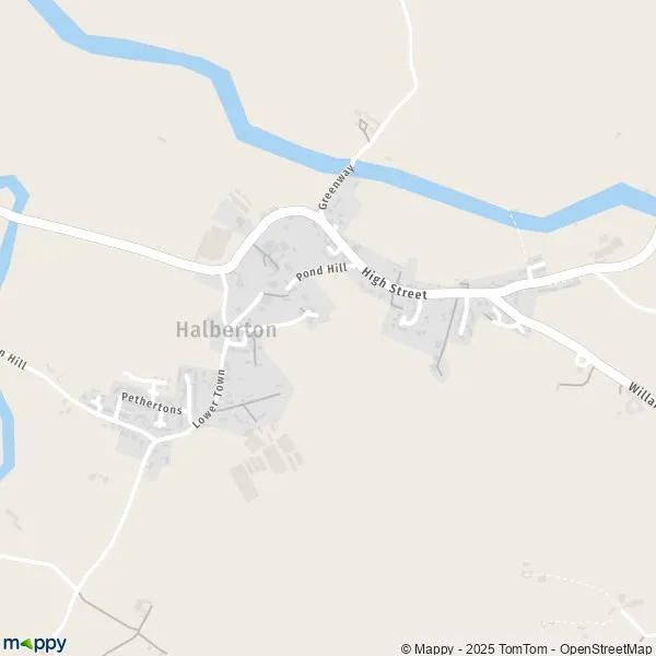 Map Halberton: map of Halberton, Mid Devon EX16 7 and practical information