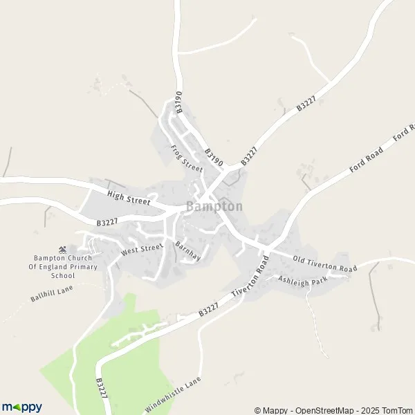 Map Bampton: map of Bampton, Mid Devon EX16 9 and practical information