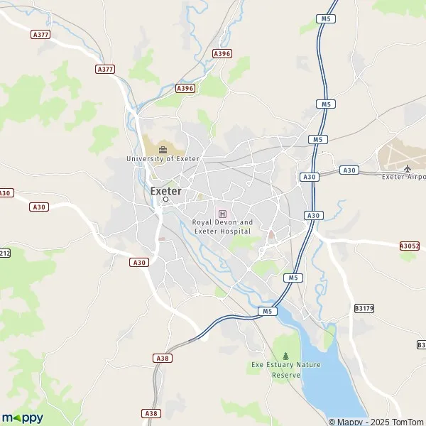Map Exeter: map of Exeter (EX2 7JG) and practical information