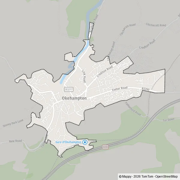 Map Okehampton: map of Okehampton, West Devon EX20 1 and practical ...