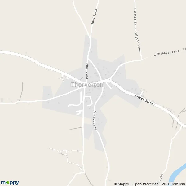 Map Thorverton: map of Thorverton, Mid Devon EX5 5 and practical ...