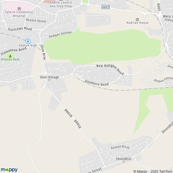 Map Glen Village: map of Glen Village, Falkirk FK1 2 and practical information
