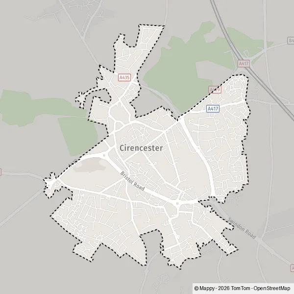 Map Cirencester: map of Cirencester, Cotswold GL7 1 and practical ...