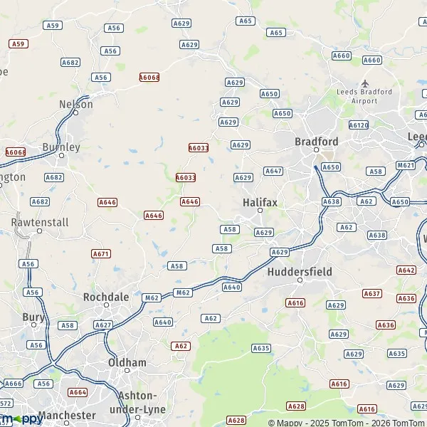 Map Calderdale: map of Calderdale (HX1) and practical information