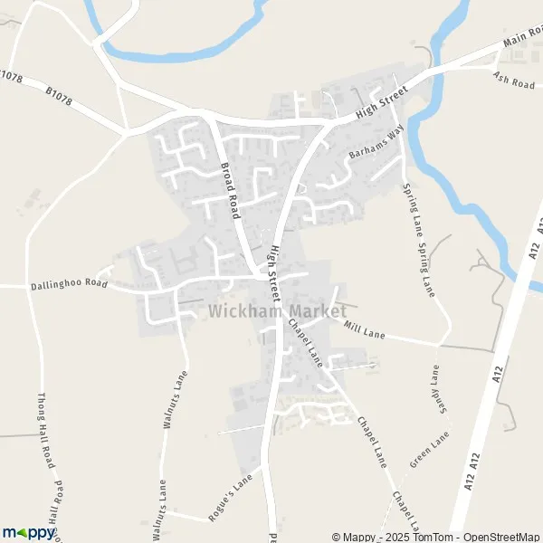 Map Wickham Market: map of Wickham Market, East Suffolk Council IP13 0 ...