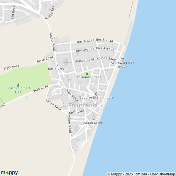 Map Southwold: map of Southwold, East Suffolk Council IP18 6 and ...