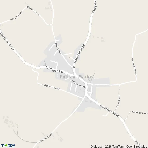 Map Pulham Market: map of Pulham Market, South Norfolk IP21 4 and ...