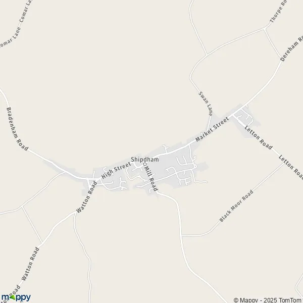 Map Shipdham: map of Shipdham, Breckland IP25 7 and practical information