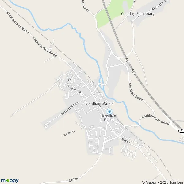 Map Needham Market: map of Needham Market, Mid Suffolk IP6 8 and ...