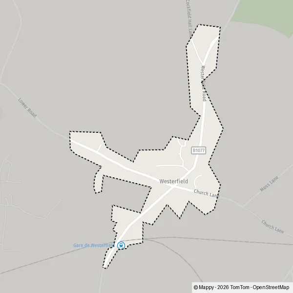 Map Westerfield: map of Westerfield, East Suffolk Council IP6 9 and ...