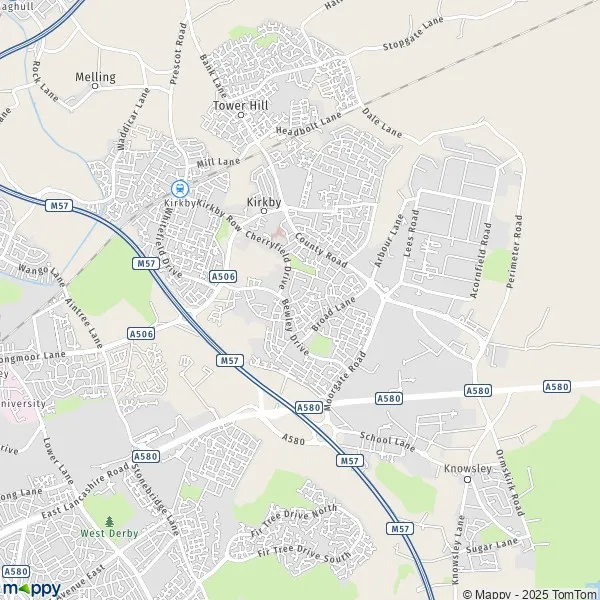 Map Kirkby: map of Kirkby, Knowsley L32 1 and practical information