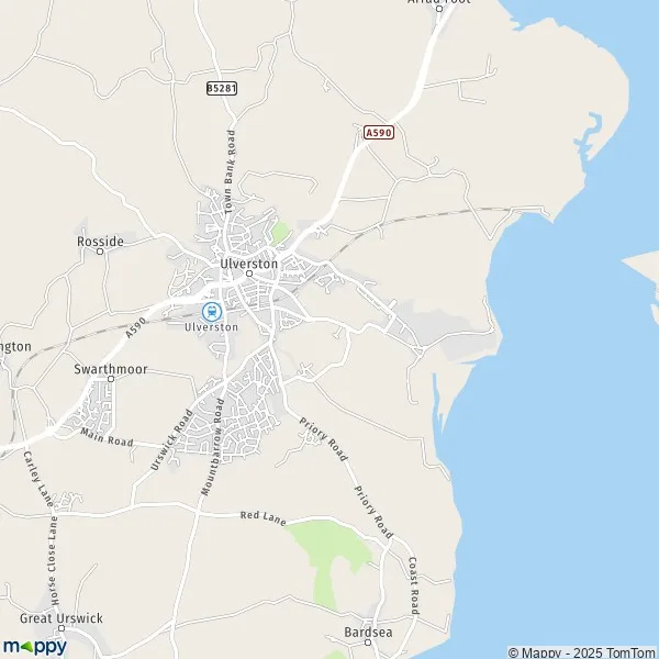 Map Ulverston: map of Ulverston, Westmorland and Furness LA12 0 and ...