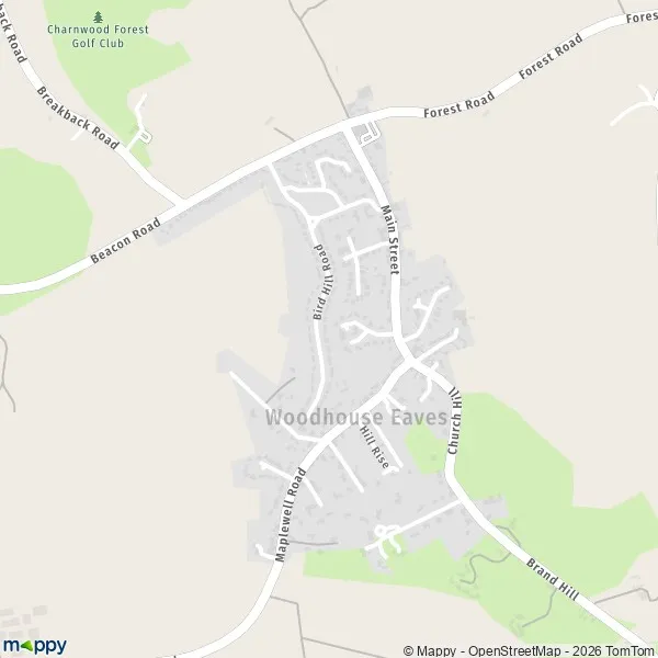 Map Woodhouse Eaves: map of Woodhouse Eaves, Charnwood LE12 8 and ...