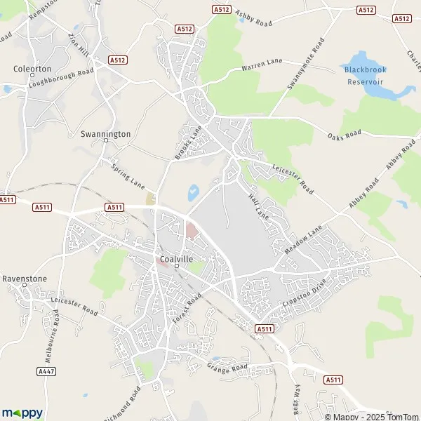 Map Coalville: map of Coalville, North West Leicestershire LE67 3 and ...