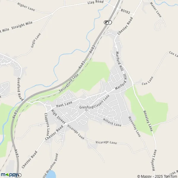 Map Gresford: map of Gresford, Wrexham LL12 8 and practical information